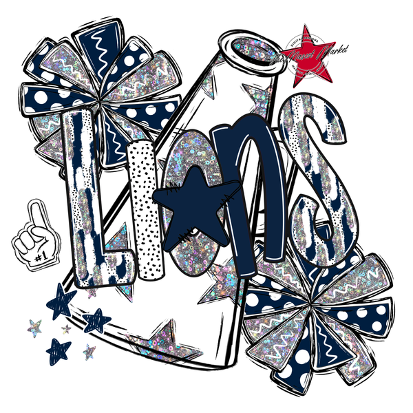 Lions Cheer Megaphone Scrape-Navy – The Mascot Market