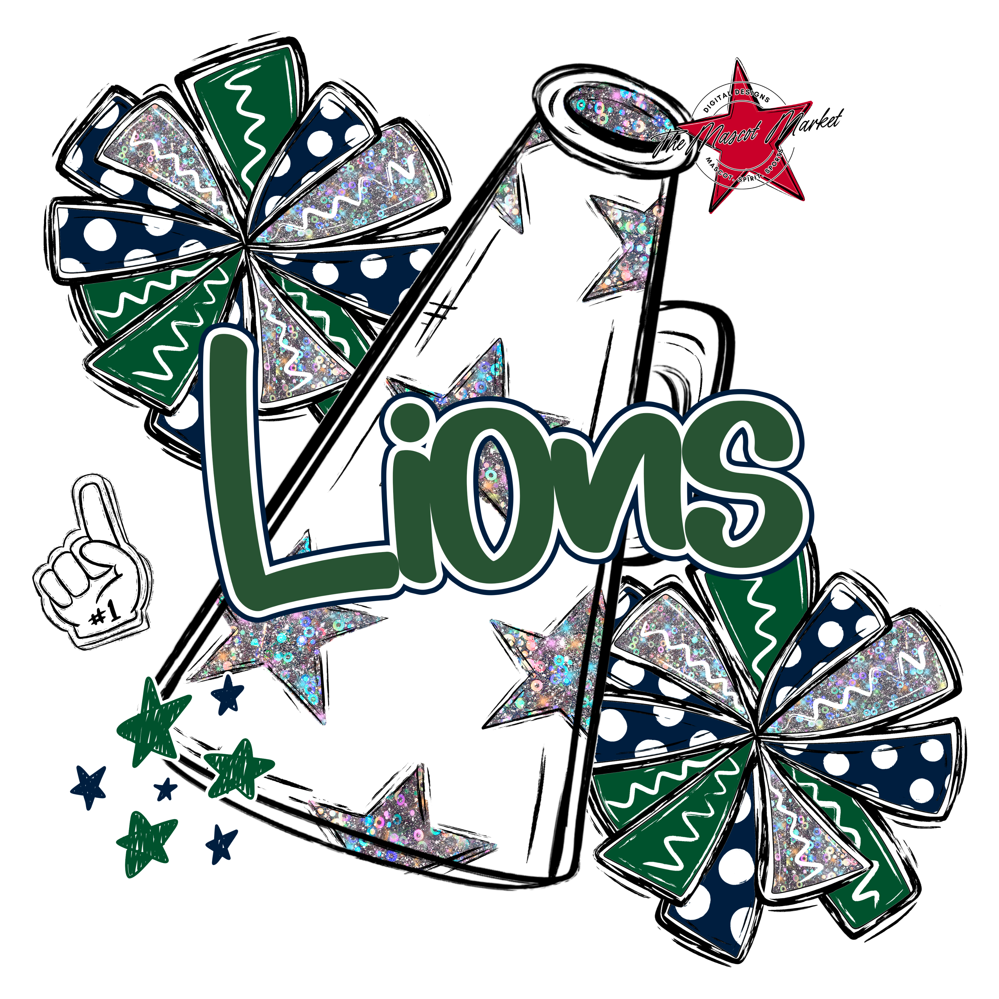 Lions Alpha Megaphone Design-Navy-Green – The Mascot Market