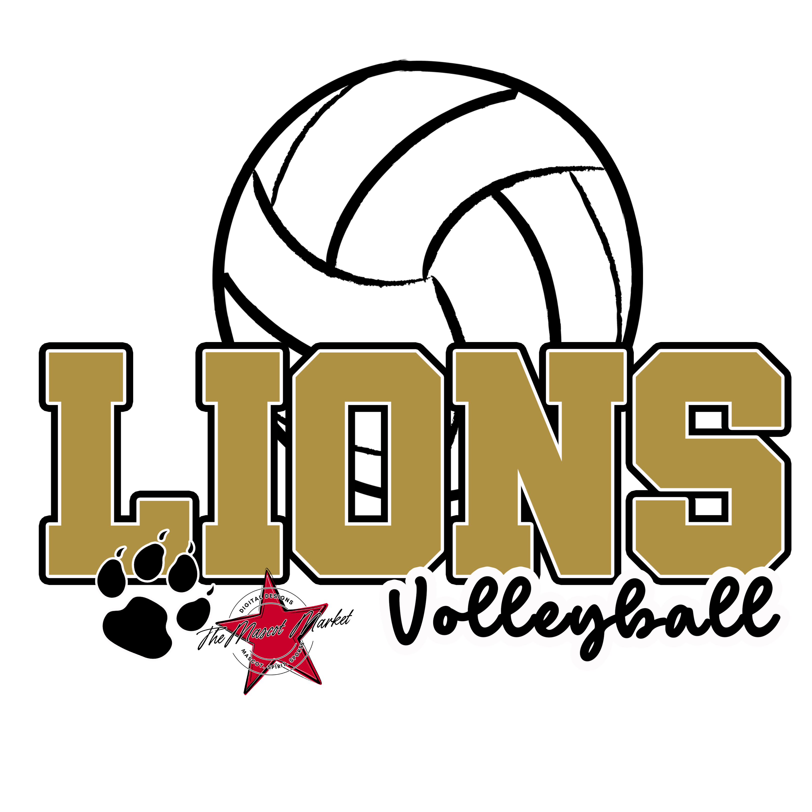 Lions Varsity Volleyball-Gold – The Mascot Market
